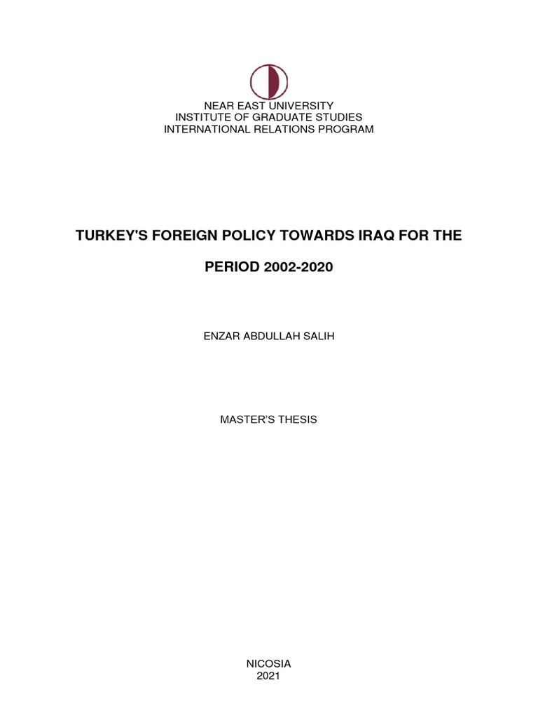 Turkey'S Foreign Policy Towards Iraq For The PERIOD 2002-2020 | PDF ...