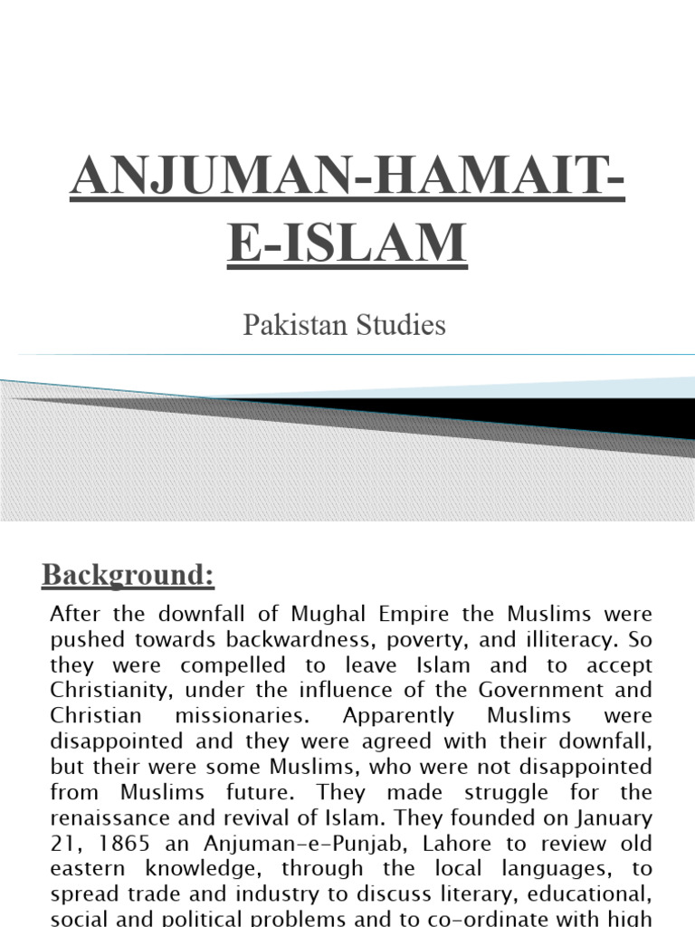 Anjuman Hamait e Islam | PDF | Muhammad Ali Jinnah | Pakistan Movement