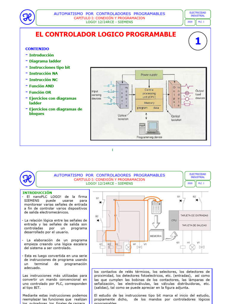 Programación y Conexión de LOGO! PLC | PDF | Controlador lógico ...