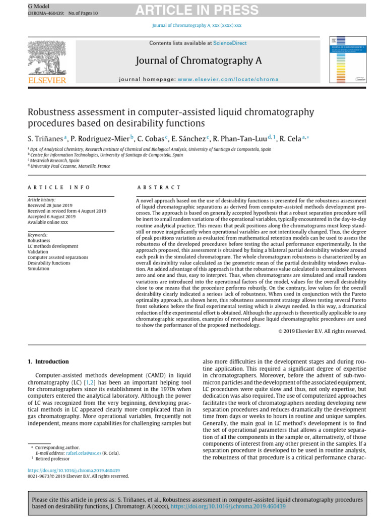 Robustness Assessent in Computer Assisted Liquid HPLC Procedures Based ... Robustness Assessent in Computer Assisted Liquid HPLC Procedures Based ...