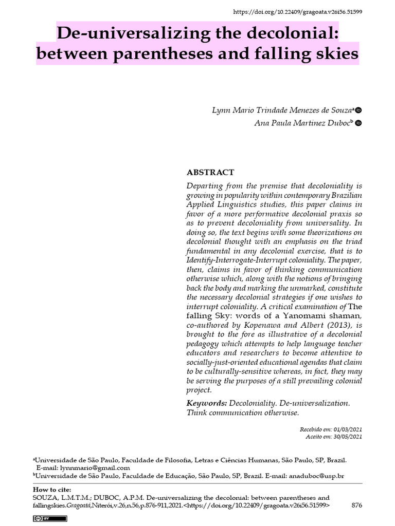 De-Universalizing The Decolonial | PDF | Knowledge | Epistemology