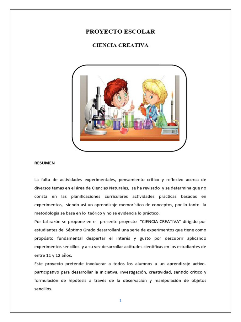 Proyecto Ciencia Creativa para Séptimo Grado | PDF | Constructivismo ...