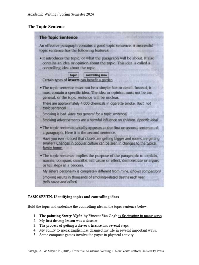 2.2 The Topic Sentence | PDF | Cognition