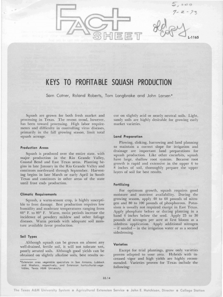 Keys To Profitable Squash Production: Sam Cotner, Roland Roberts, Tom Longbrake and John Larsen ...