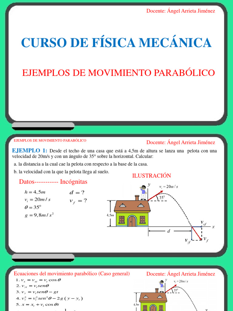 Ejemplos de Movimiento Parabólico | PDF | Mecanica clasica | Física ...