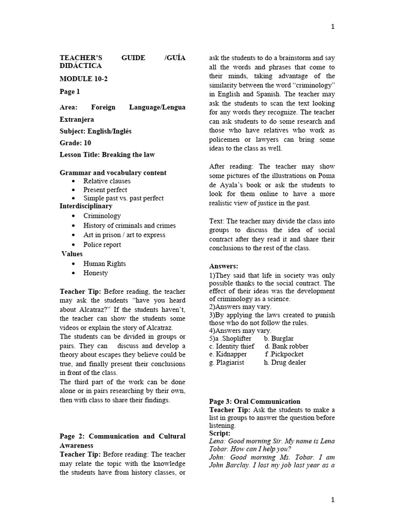 English Lesson: Crime & Language | PDF | Sherlock Holmes