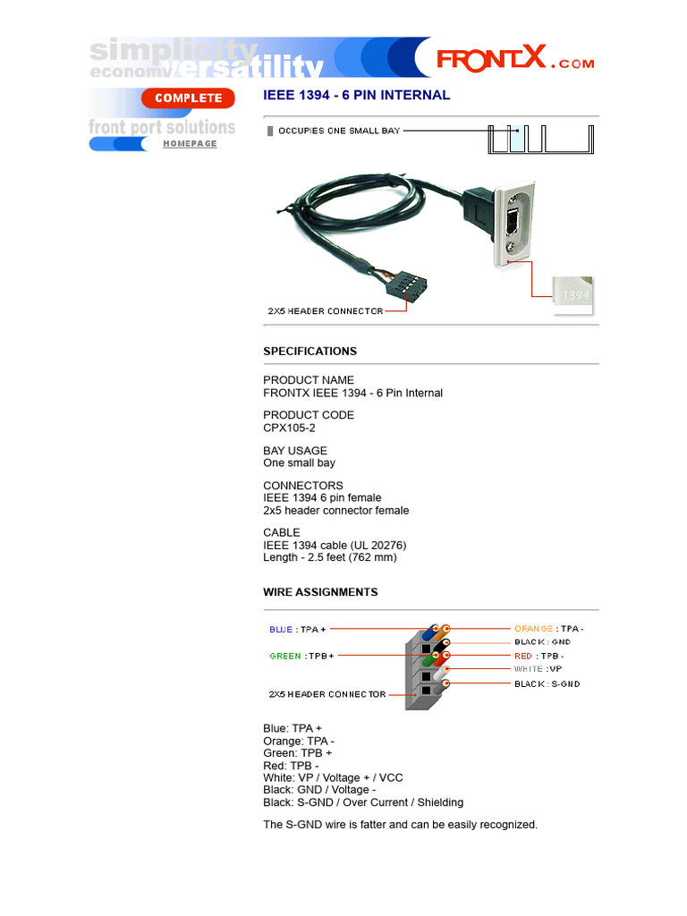 IEEE 1394 Internal Connector Guide | PDF