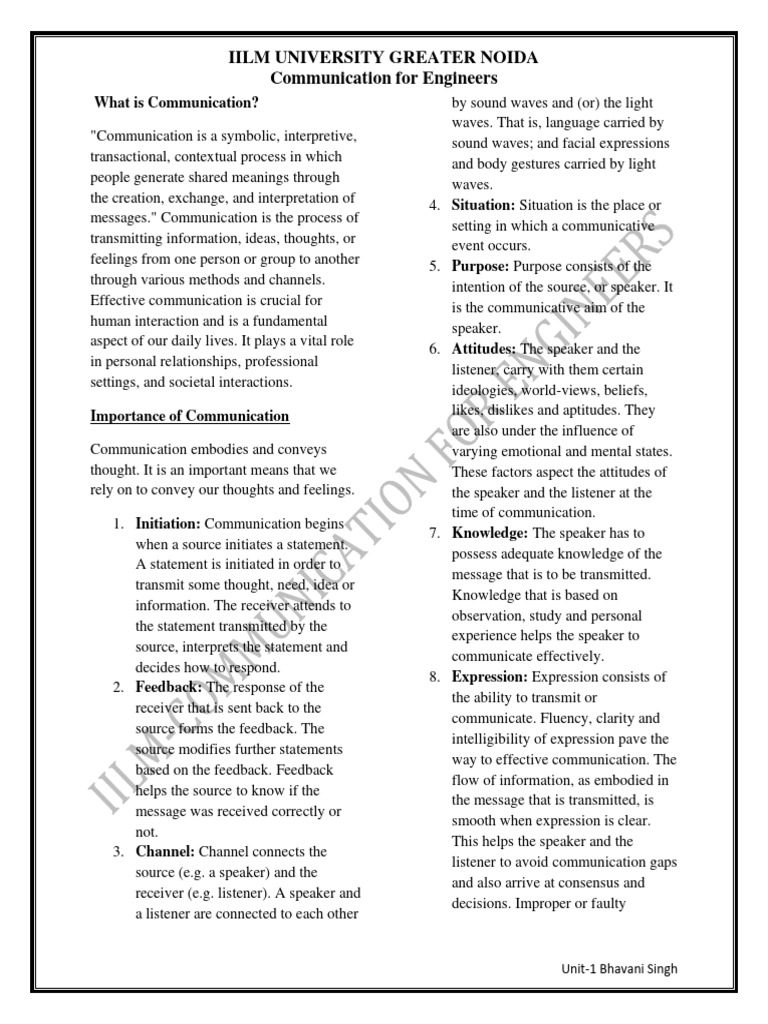 Communication For Engineers Notes | PDF | Communication | Essays