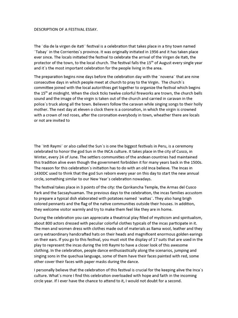 Description of A Festival Essay | PDF | Inca Empire
