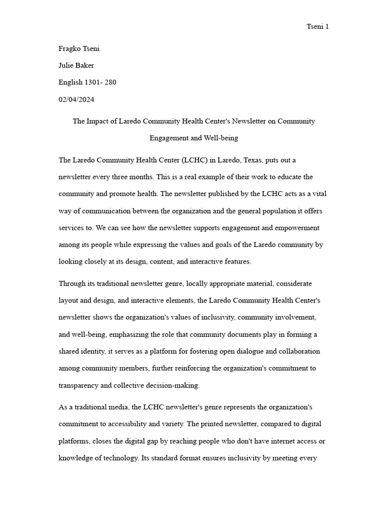 Essay 1 Advanced Draft | PDF | Community | Communication