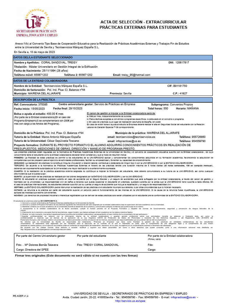 Acta Extracurricular | PDF | Seguro