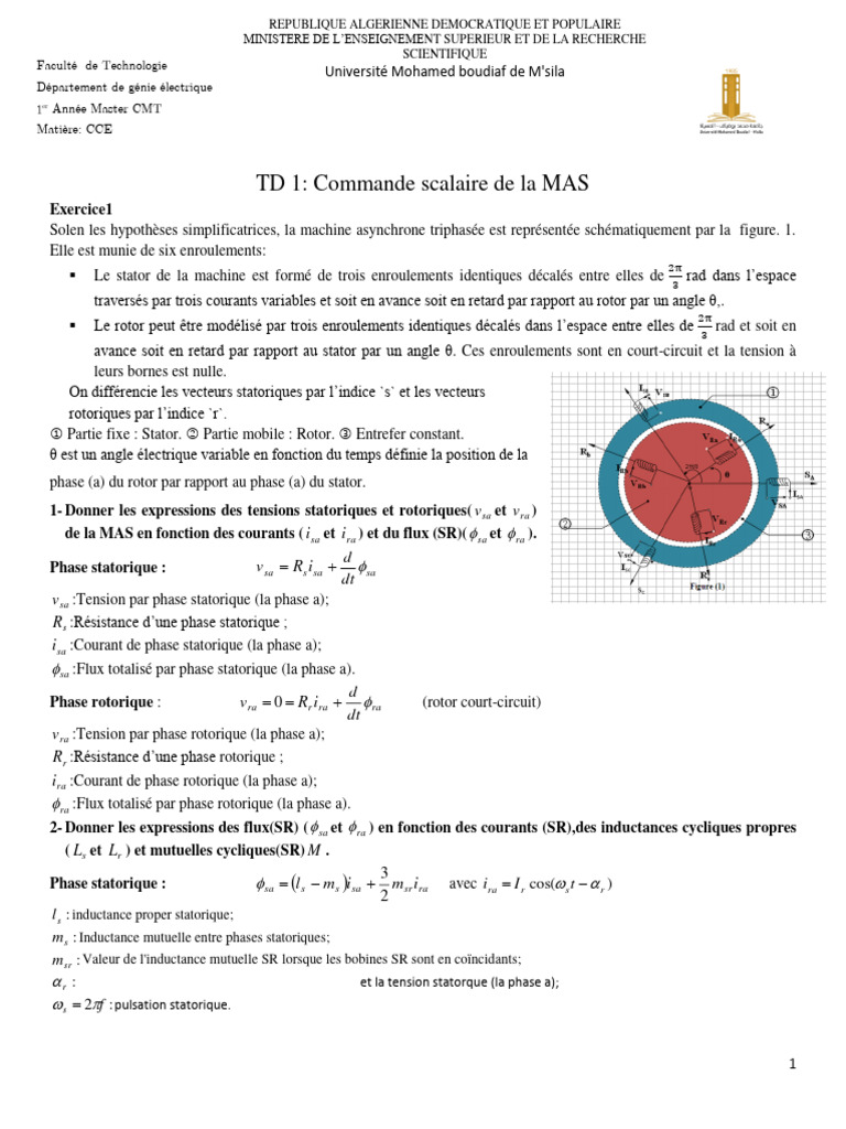 Commande scalaire de la machine asynchrone | PDF | Électrodynamique ...