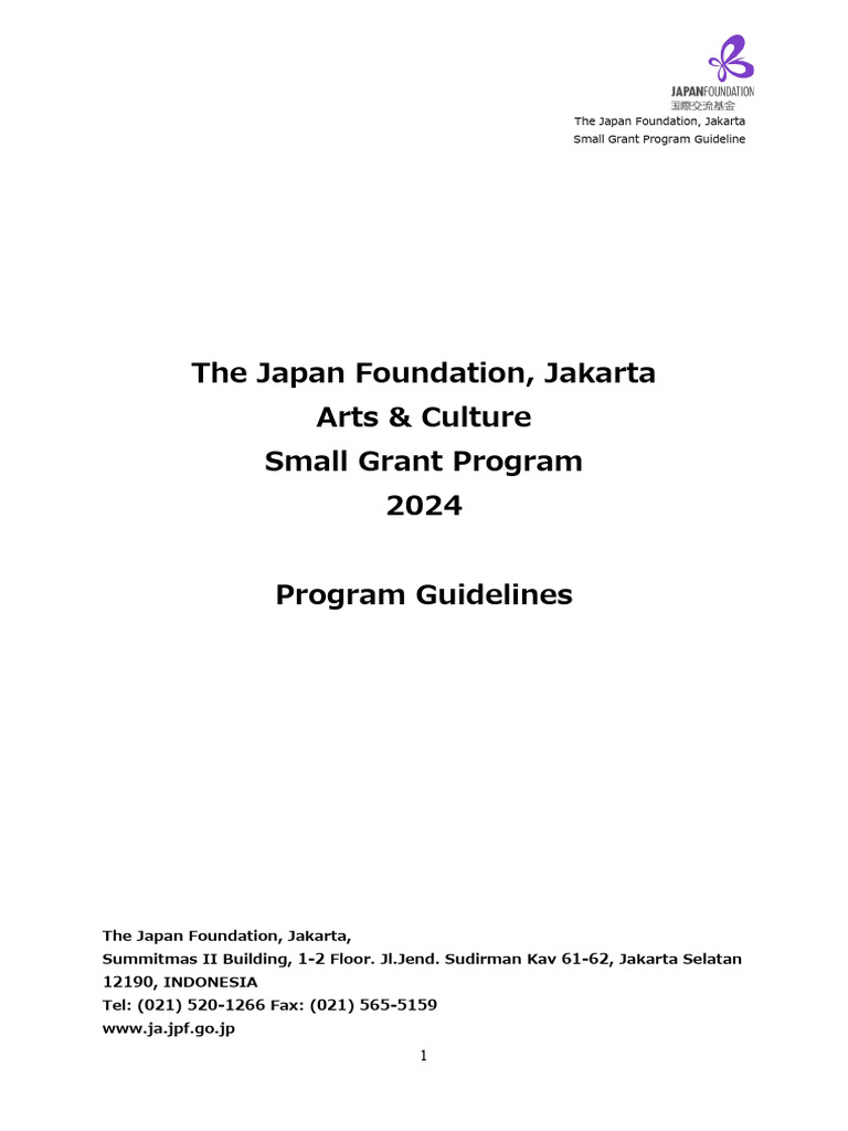 Japan Foundation Small Grant Program 2024 | PDF | Nonprofit ...