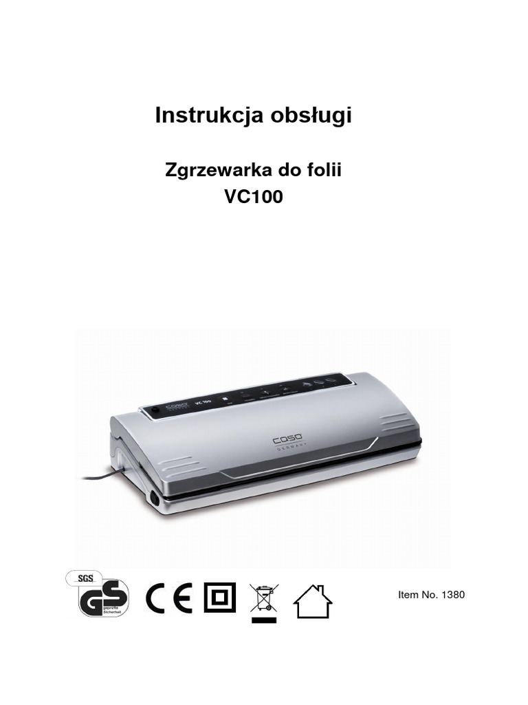 1380 VC100 Zgrzewarka Próżniowa PL | PDF