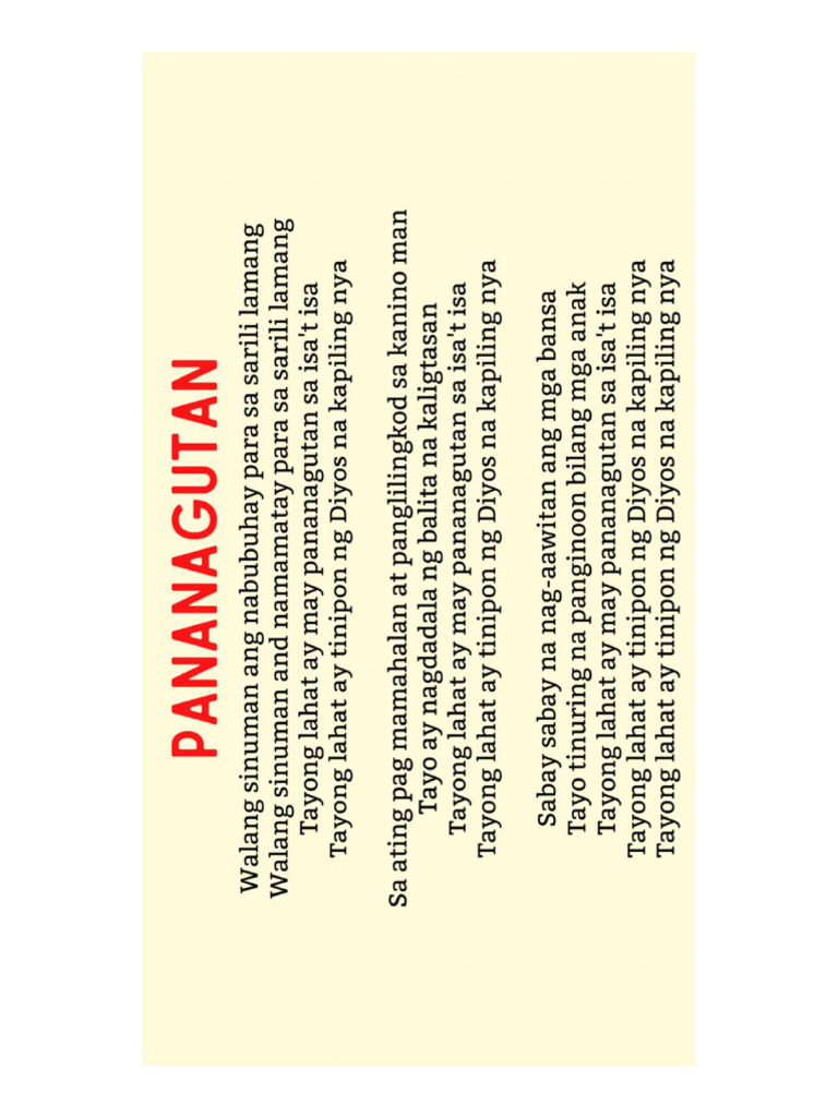 PANANAGUTAN (Lyrics) | PDF