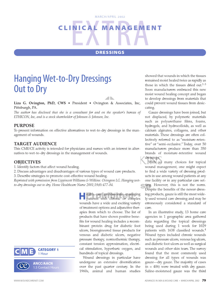 Hanging Wet-to-Dry Dressings Out To Dry | PDF | Wound | Health Care