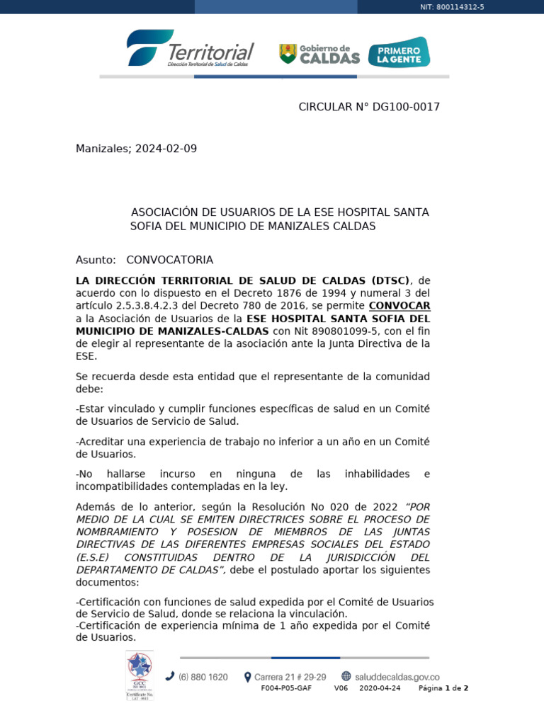 Circular No 017-2024 | PDF | Gobierno