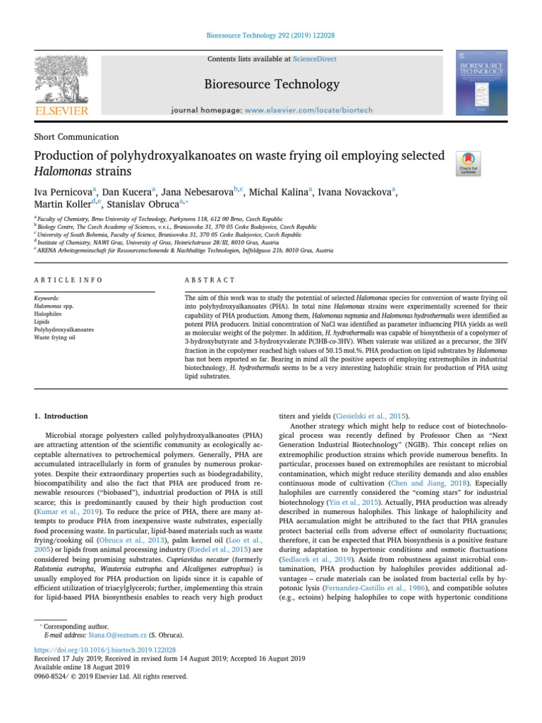 Halomonas Hydrothermalis PHAs-2 | PDF | Polymers