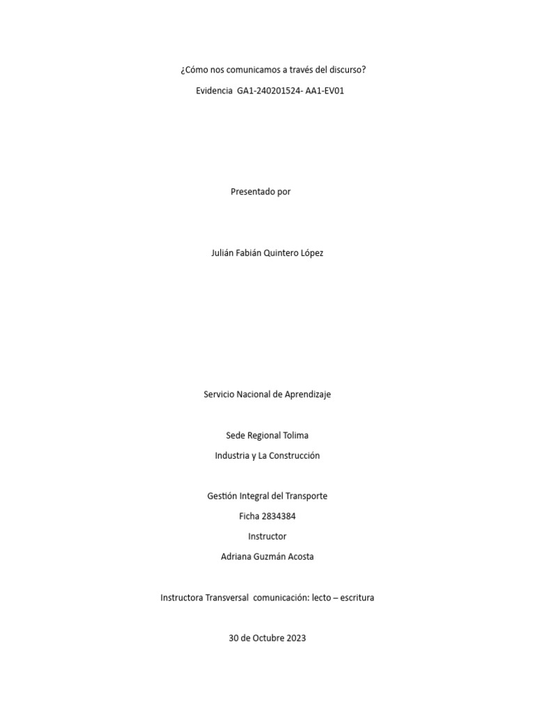 C mo Nos Comunicamos A Trav s Del Discurso PDF Comunicaci n
