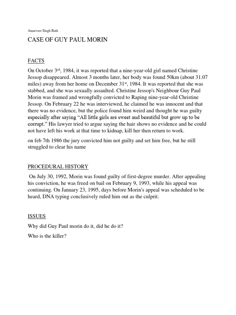 Case of Guy Paul Morin | PDF