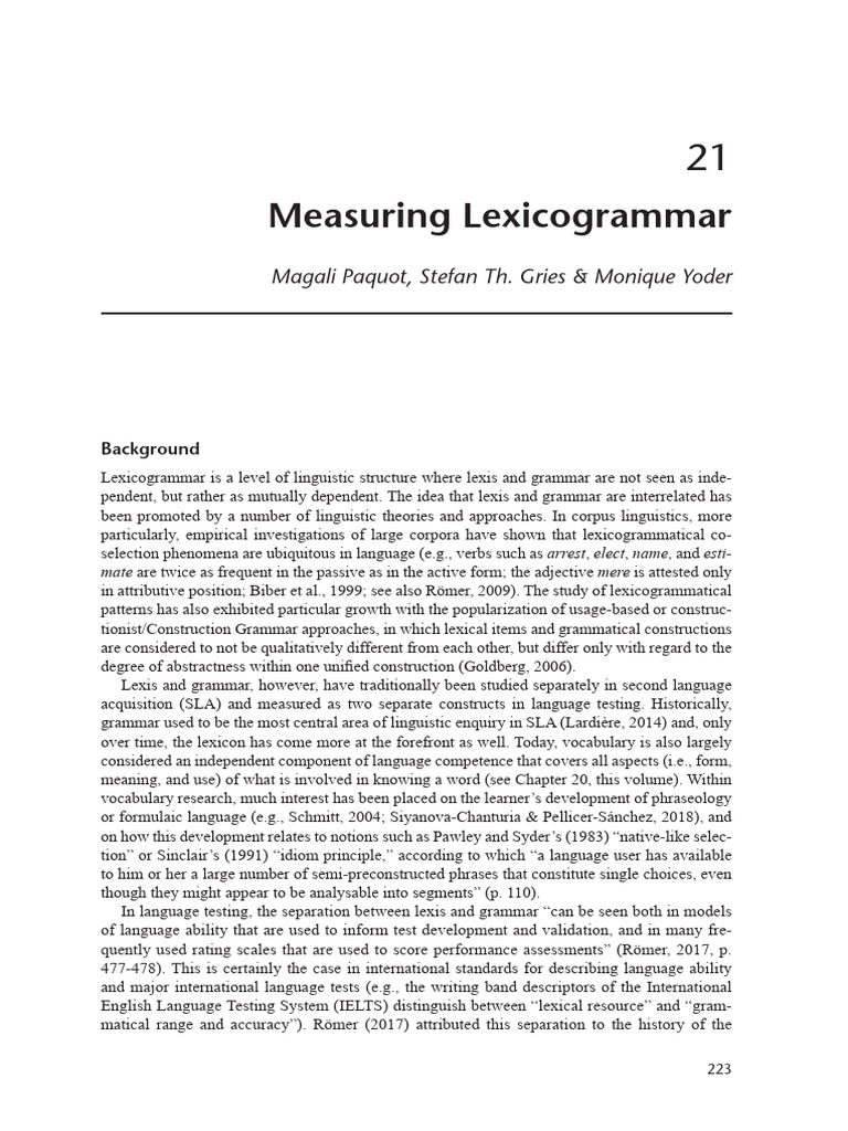 Lexicogrammar in Language Testing | PDF | Second Language Acquisition ...