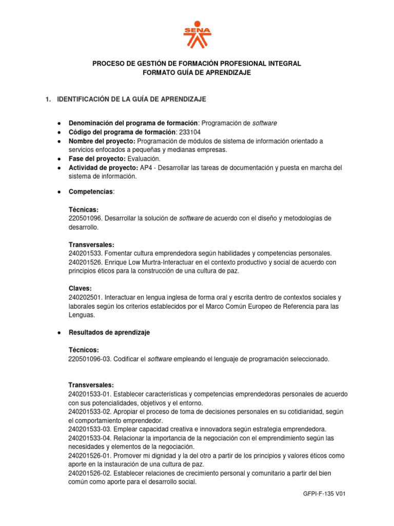 Guia Aprendizaje 4 | PDF | Iniciativa empresarial | Software