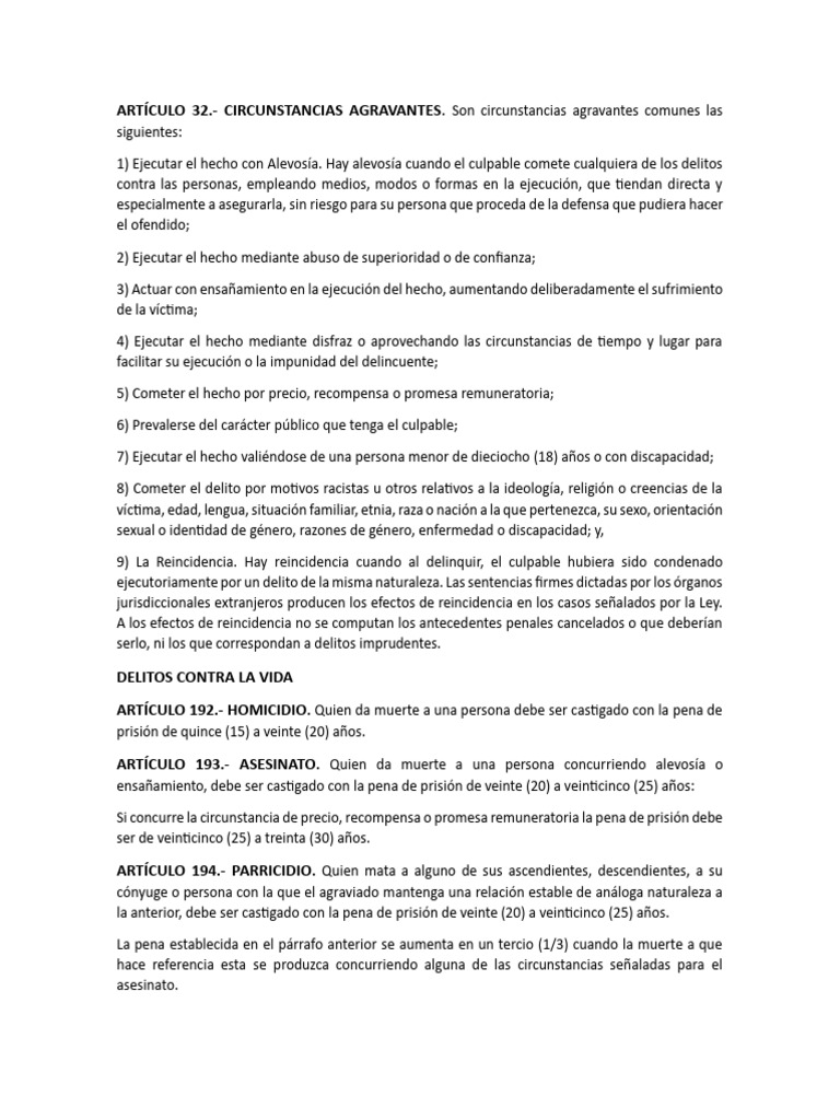 ARTÍCULO 32 Al 256 Codigo Penal | PDF | Violación | Sexo y la ley