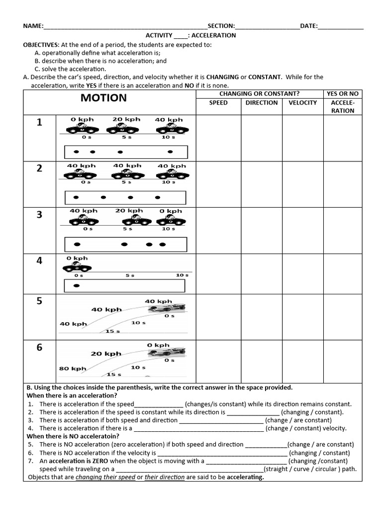 SW-1_Acceleration_2022-2023 | PDF | Acceleration | Physical Quantities