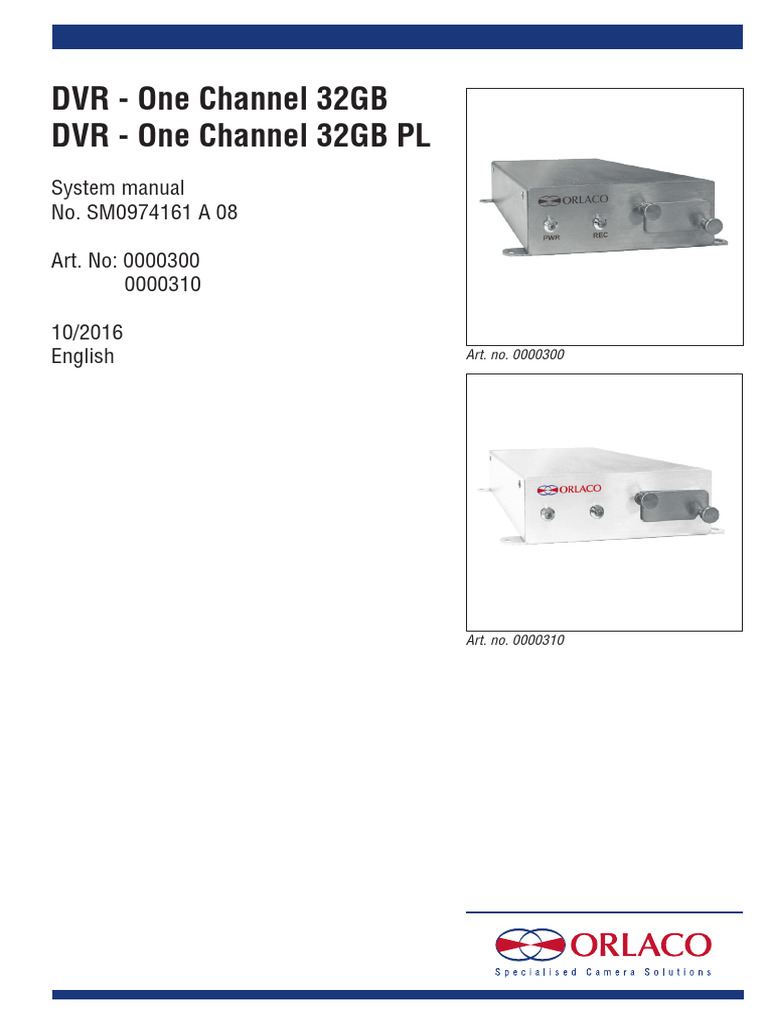 SM0974161 DVR-One Channel 32GB EN A08 Mail | PDF | Digital Video ...