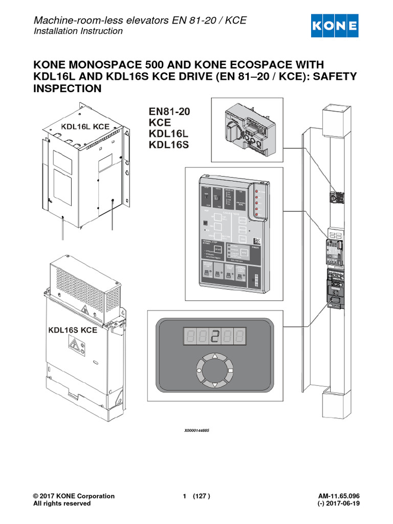 Kone Monospace 500 and Kone Ecospace With Kdl16L and Kdl16S Kce Drive (En 81 - 20 / KCE ...