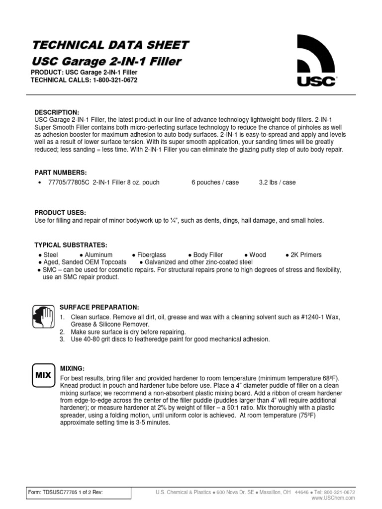 2 IN 1 Filler TDS | PDF | Paint | Materials Science