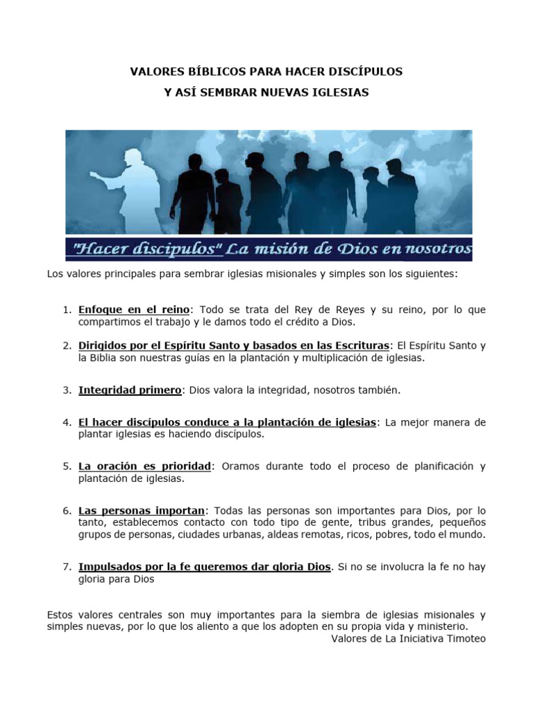 Valores Bíblicos para Plantar Iglesias | PDF | Jesús | Oración