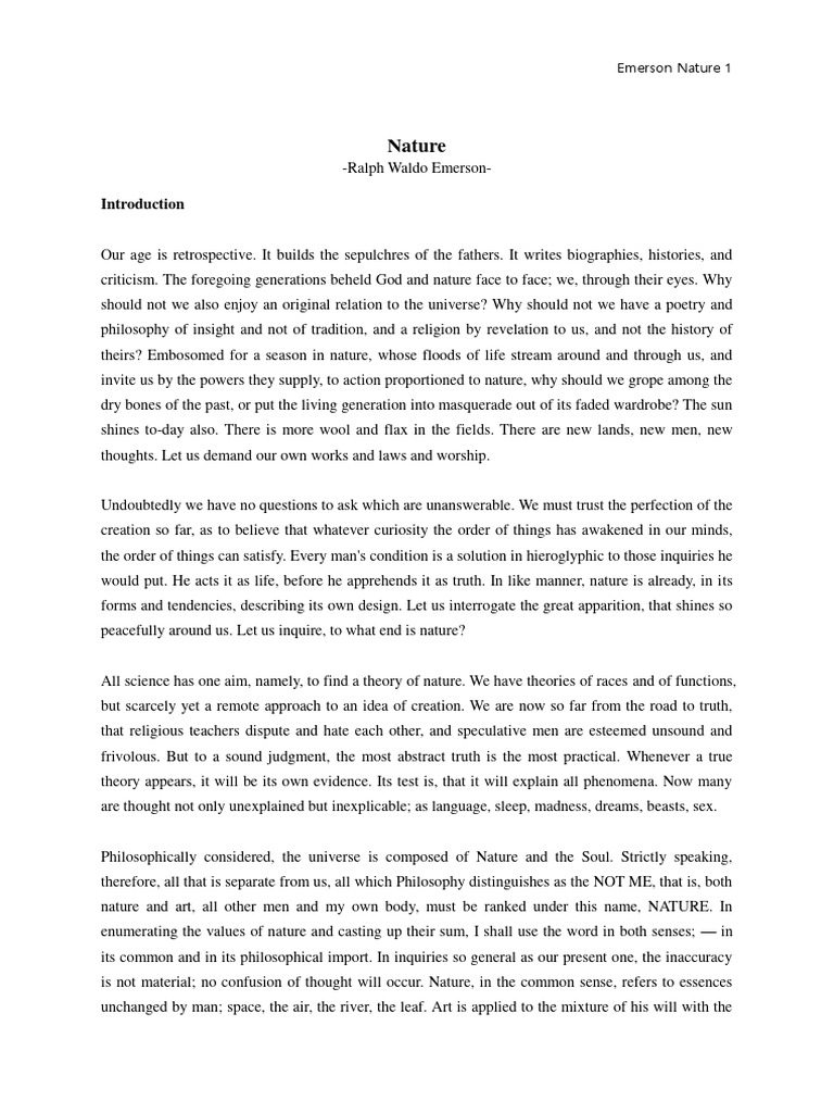 Emerson on Nature and Solitude | PDF | Truth | Nature