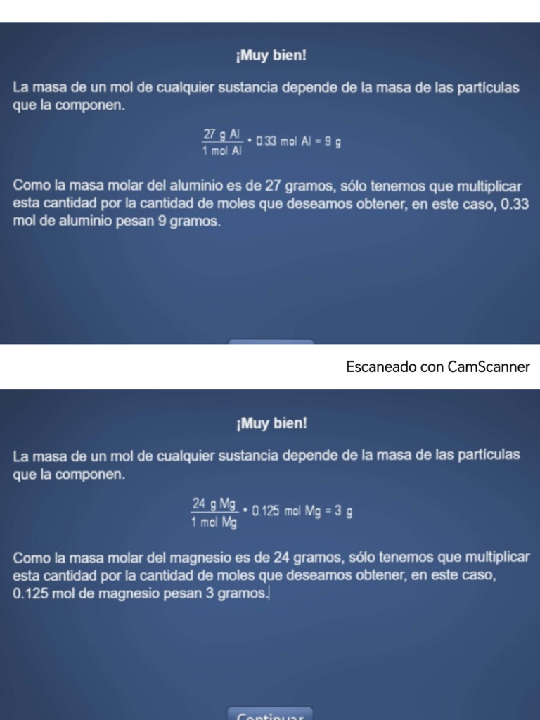 Ejercicios Sobre Cálculos de Moles | PDF