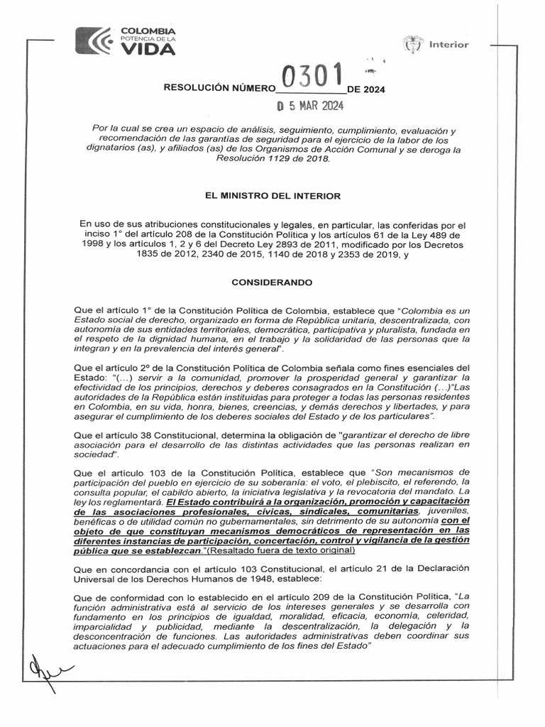 RESOLUCION 0301 Del 2024 | PDF