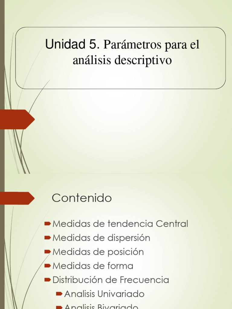 Presentacion Docente Unidad 5 | PDF | Cuantil | Oblicuidad