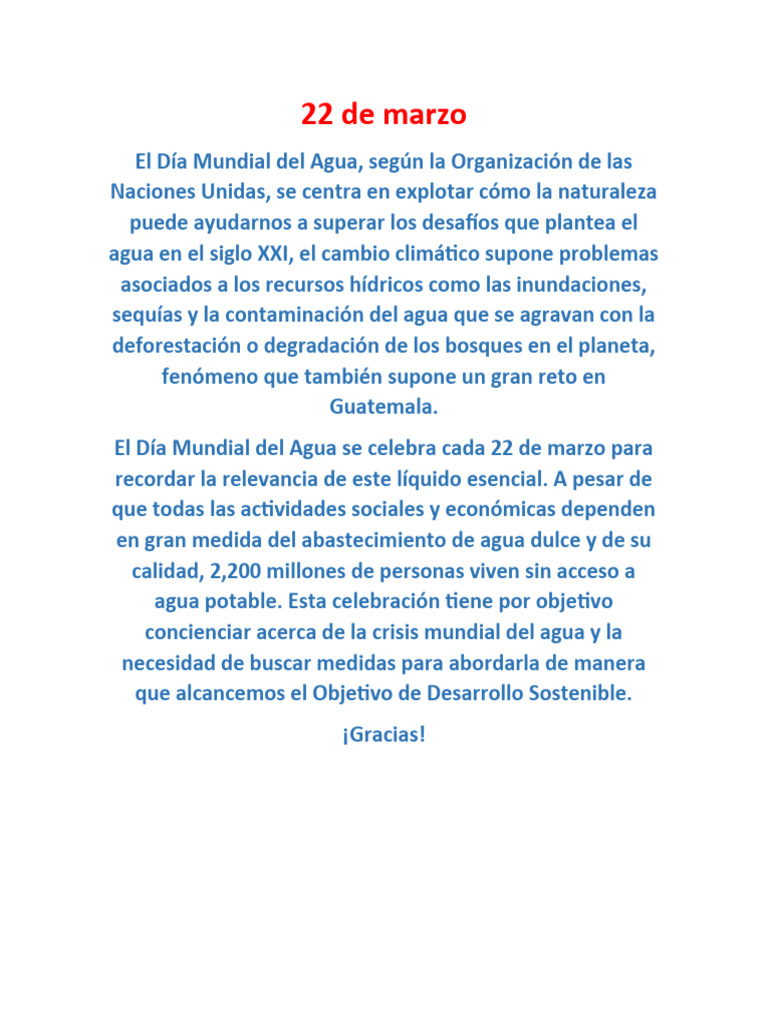 22 de Marzo Dia Del Agua | PDF | Ciencias sociales | Ciencia y matemáticas