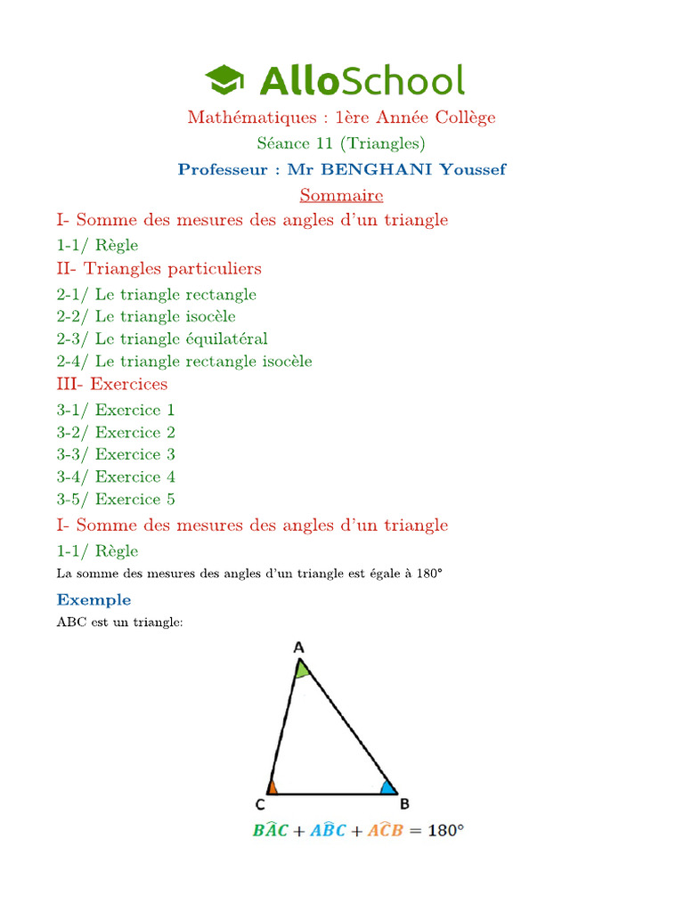 Seance 11 Triangles | PDF
