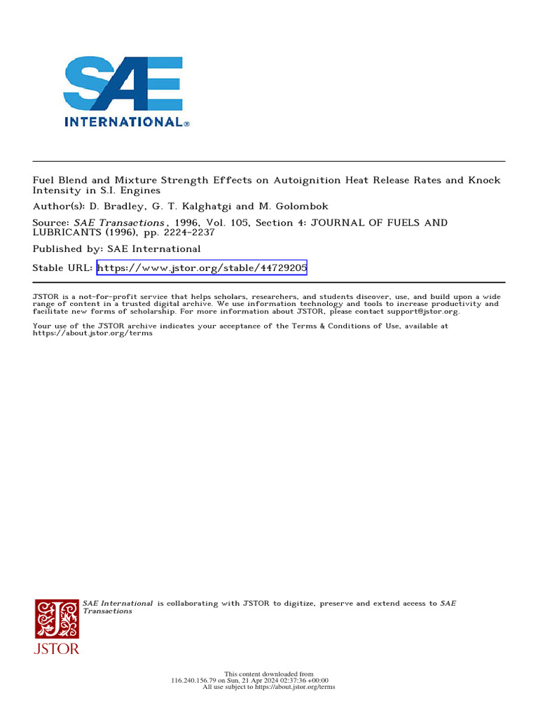 Fuel Blend and Mixture Strength Effects On Autoignition Heat Release ...