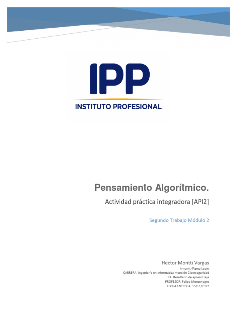 Hector Montti API2 Pensamiento Algoritmico | PDF | Lenguaje de programación | Algoritmos