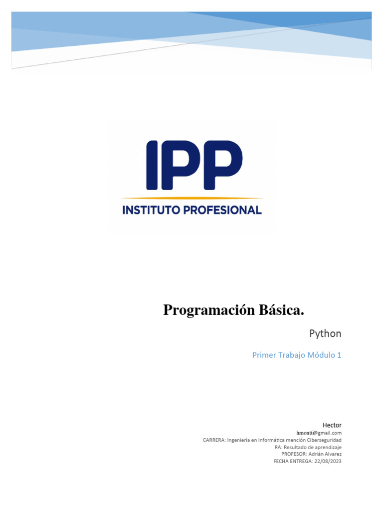 Hector Montti M1 Programacion Basica | PDF | Programación de computadoras | Lenguaje de programación
