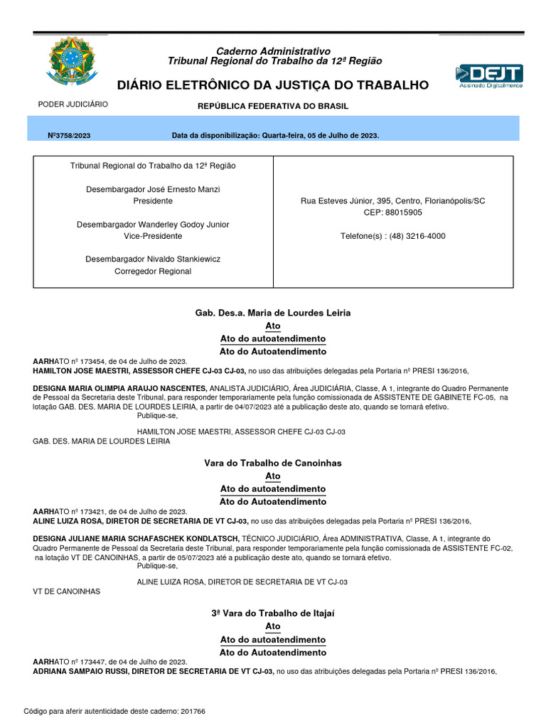 Diario 3758 5 7 2023 | PDF | Gestão de recursos humanos | Judiciários