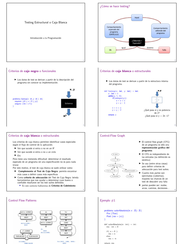 Teórico 14 - Caja Blanca - Handout | PDF | Pruebas de software | Programación de computadoras