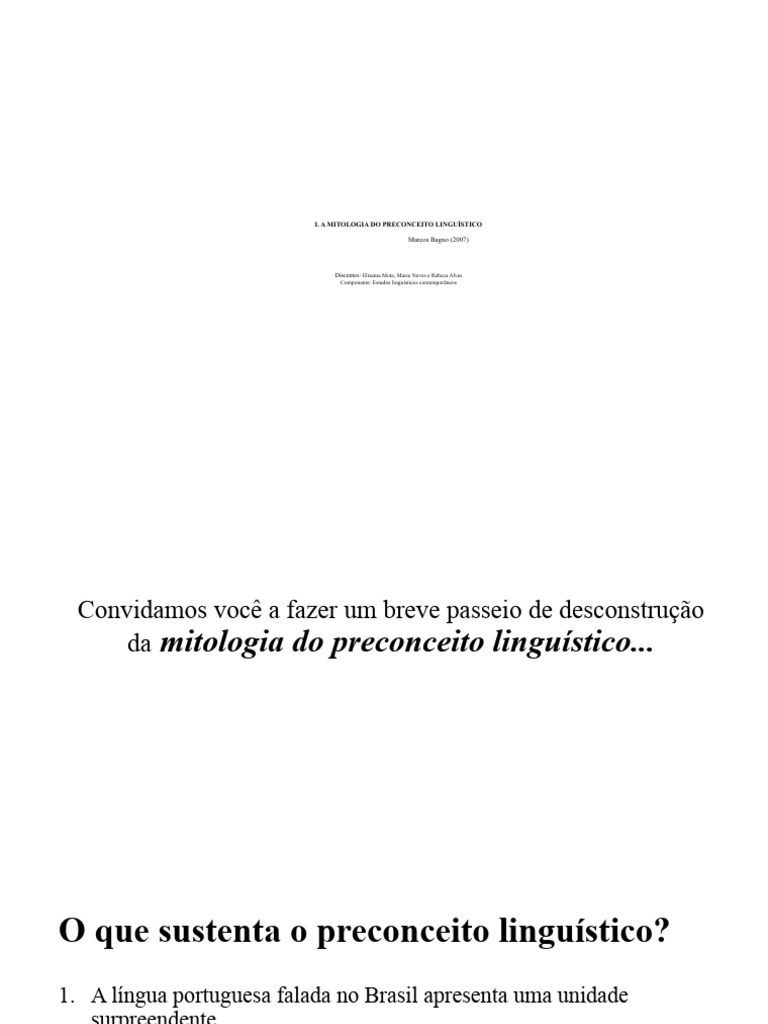 A Mitologia Do Preconceito Linguistico | PDF | Gramática | Portugal