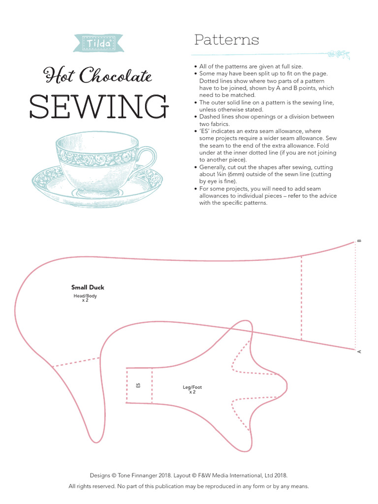 Tilda Hot Chocolate Sewing Templates | PDF | Seam (Sewing) | Sewing