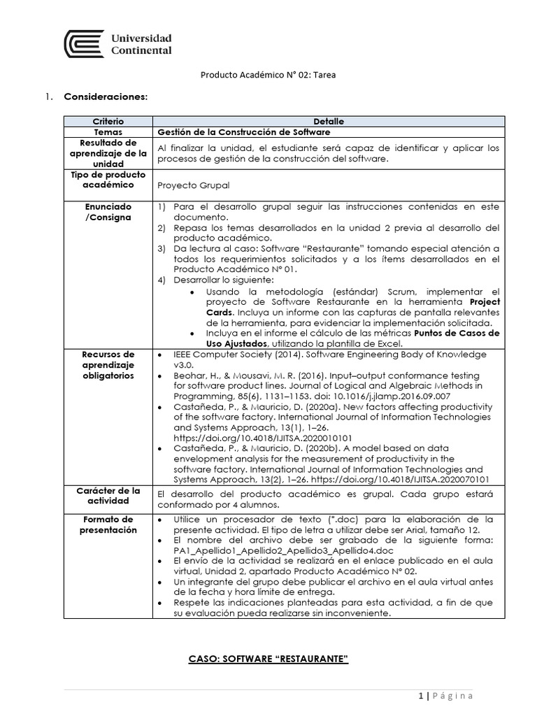 PA02.Tarea .Construccion de Software | PDF | Software | Tableta