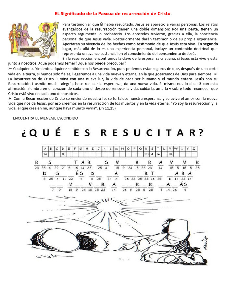 Pascua de Resurreccion - Actividad 3-4° | PDF