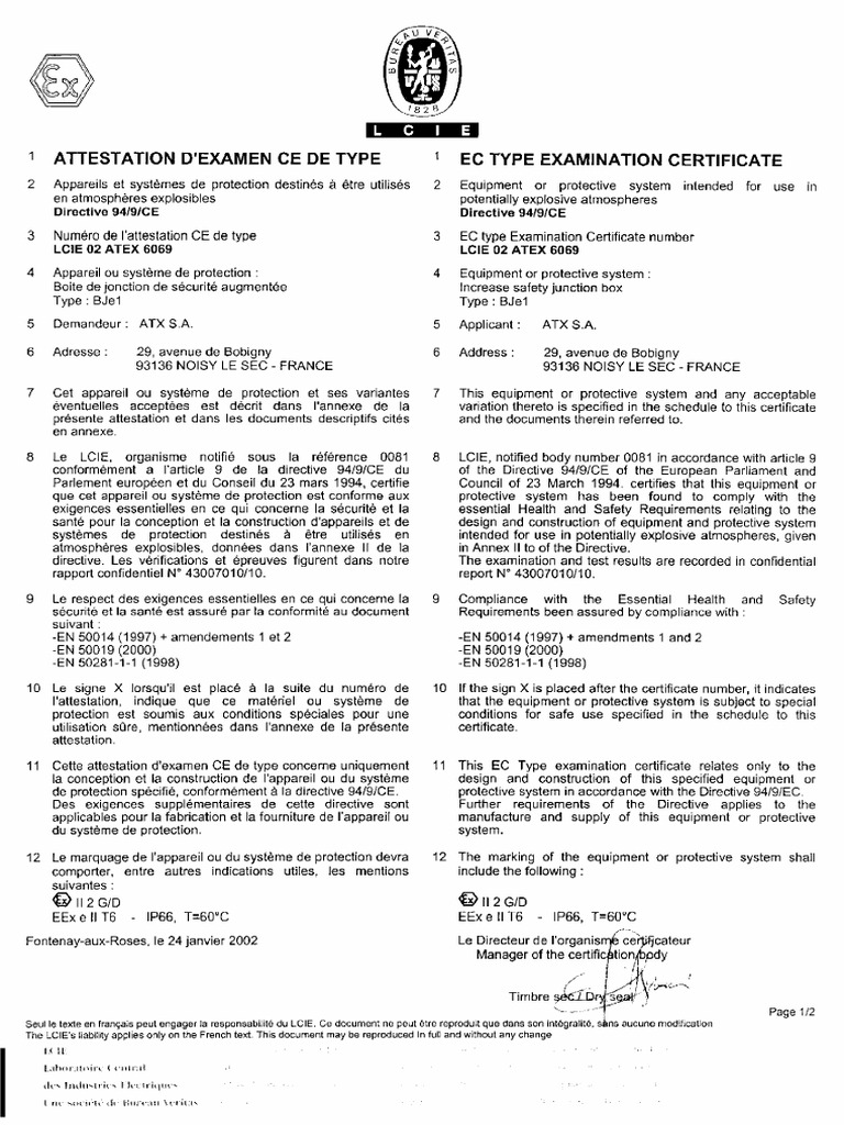 Lcie 02 Atex 6069 | PDF