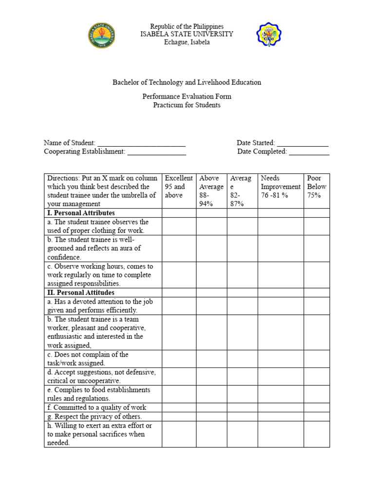 Practicum Evaluation Form | Download Free PDF | Psychology | Cognition