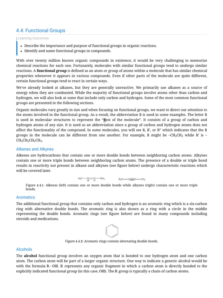 4.4_ Functional Groups - Chemistry LibreTexts | PDF | Carboxylic Acid ...